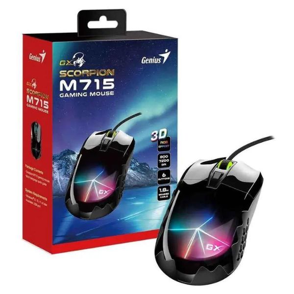 MOUSE GAMING RGB GENIUS SCORPION M715 ALÁMBRICO USB 7200 31040007400 ...